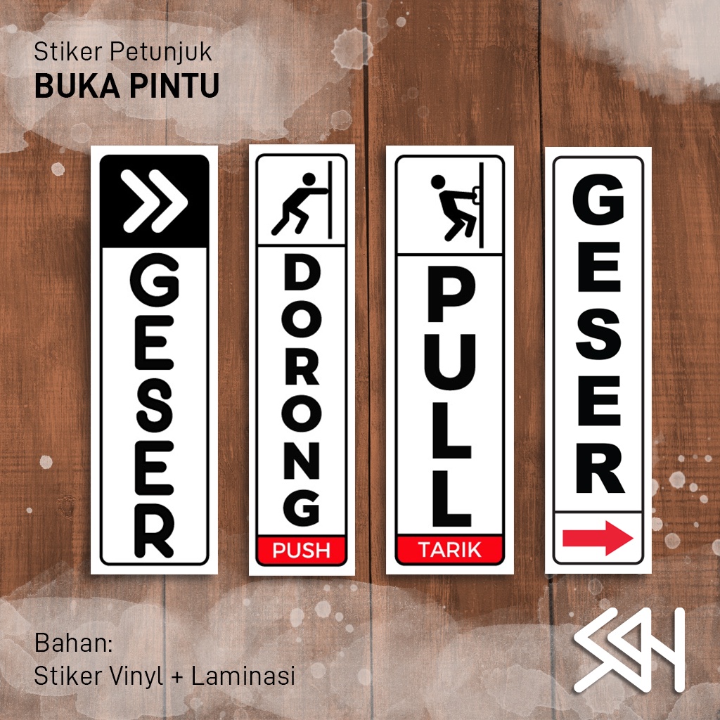 Jual Sticker Stiker | Buka Pintu | Push Pull Dorong Tarik Geser | 1 ...