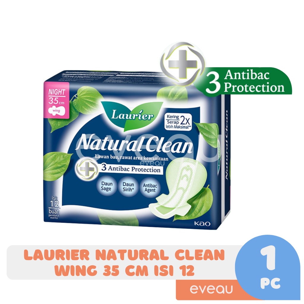 Jual Laurier Natural Clean Daun Sirih Anti Bakteri 35 cm 12s Wing ...