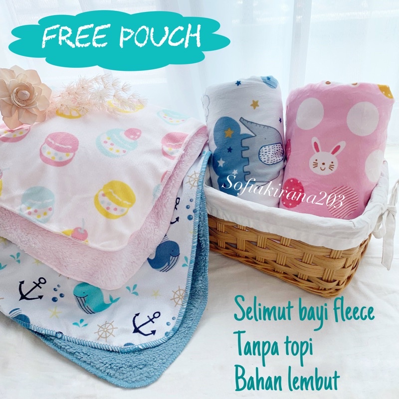 Jual BARU! selimut bayi fleece/ bahan lembut/ baby blanket/ motif lucu ...