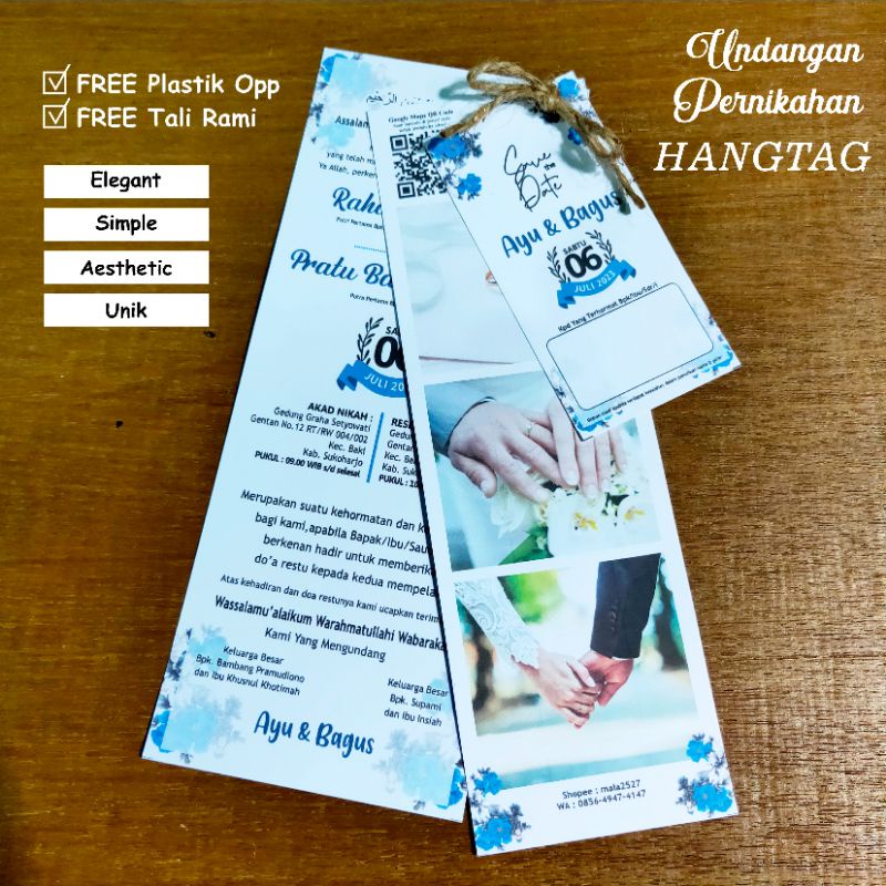 Jual Undangan Pernikahan Hangtag Unik Elegant Aesthetic Simplel Murah ...
