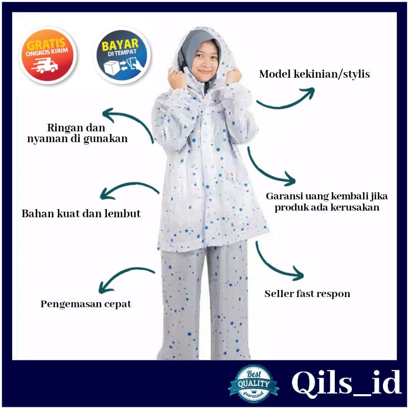 Jual Mantel Jas Hujan Wanita Setelan Dewasa Motif Kekinian Polkadot Murah Berkualitas | Shopee ...