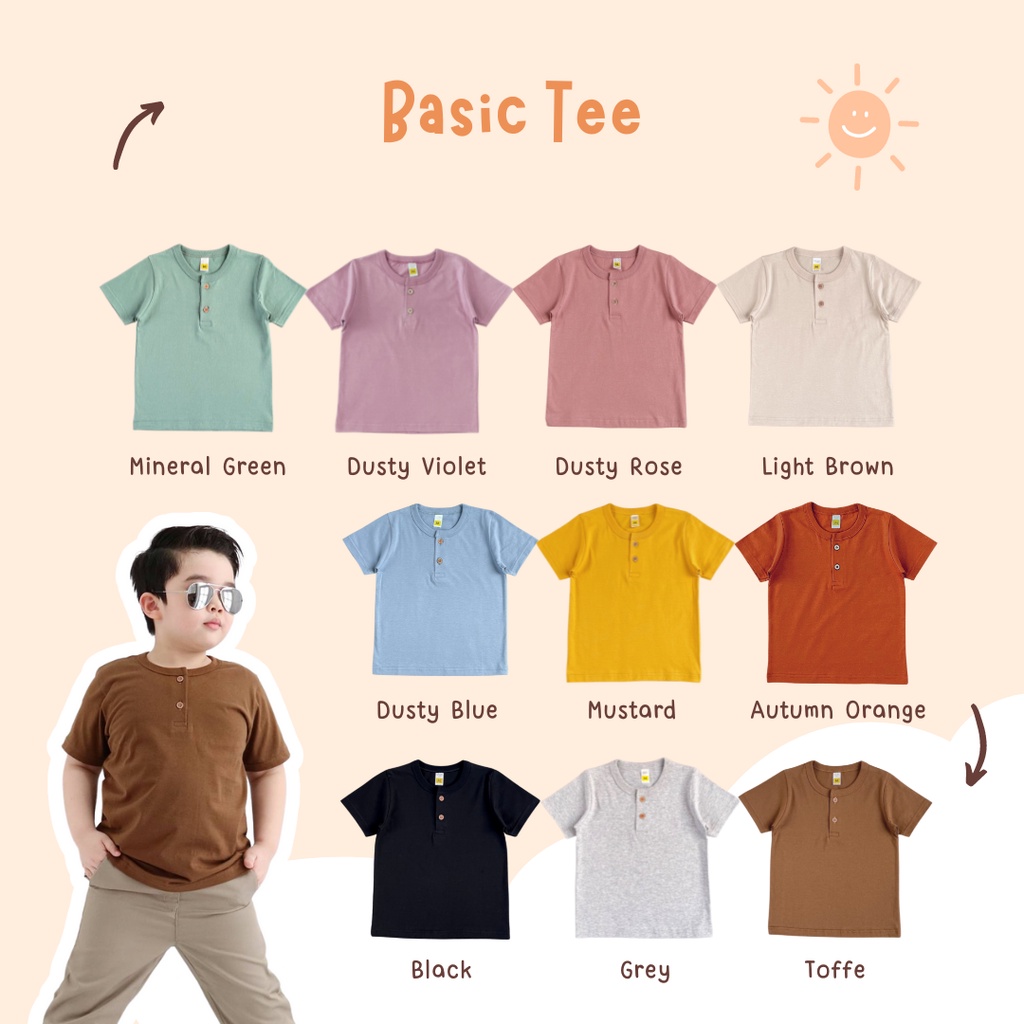 Jual Yobebee Kaos Basic Tee Polos Anak Laki Laki Usia 2 4 6 8 10 Tahun Kaos Henley Kancing Model ...