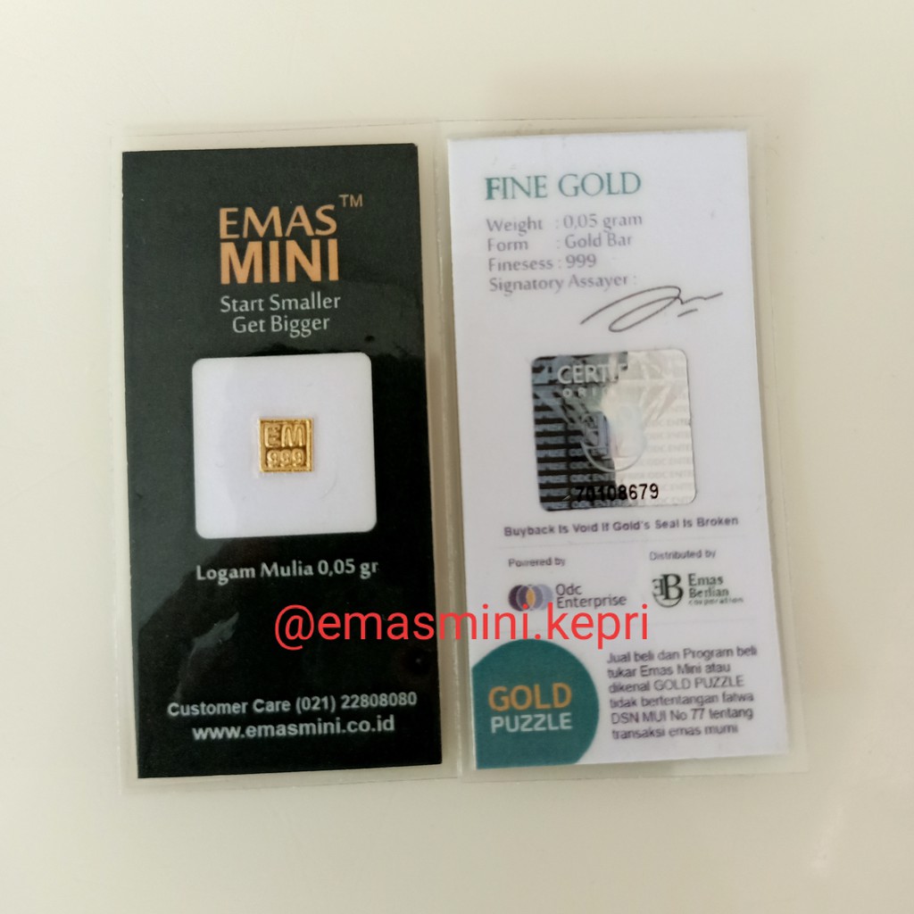 Jual Emas Mini 0.05 gram/ Logam Mulia/ Emas Batangan 24 Karat ...