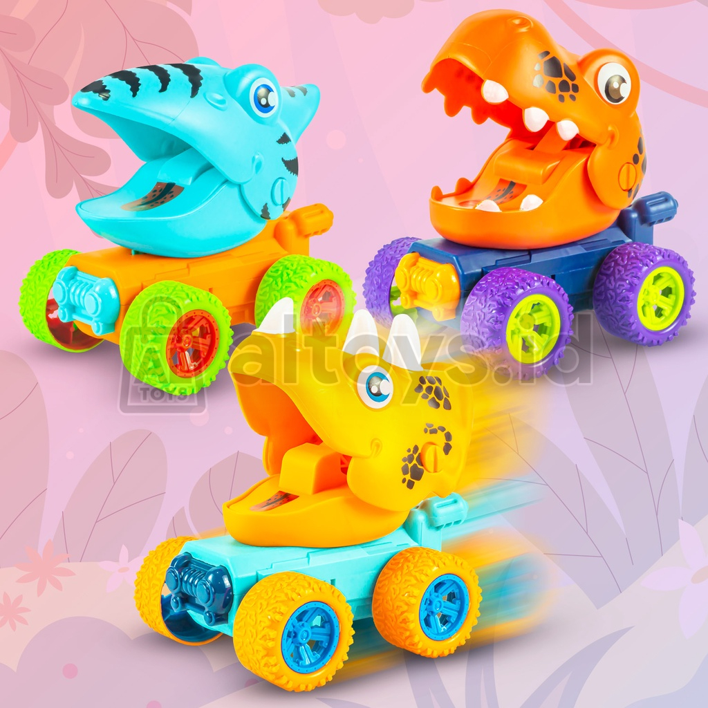 Jual Mainan Mobil Dinosaurus Berjalan Cars Series Press Pull Triceratop ...