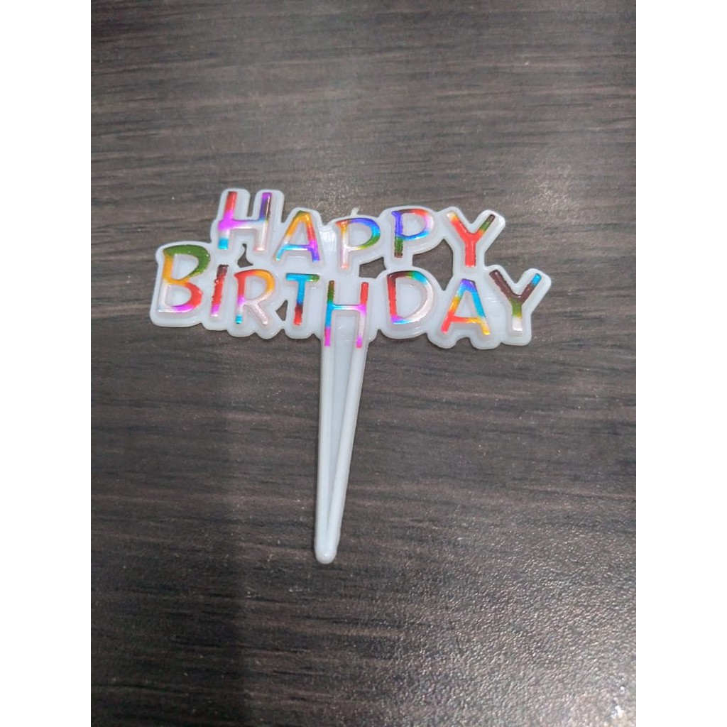Jual Topper Tulisan HBD Isi Rinbow Emas 10pcs / Topper Kue /Cake Toper ...