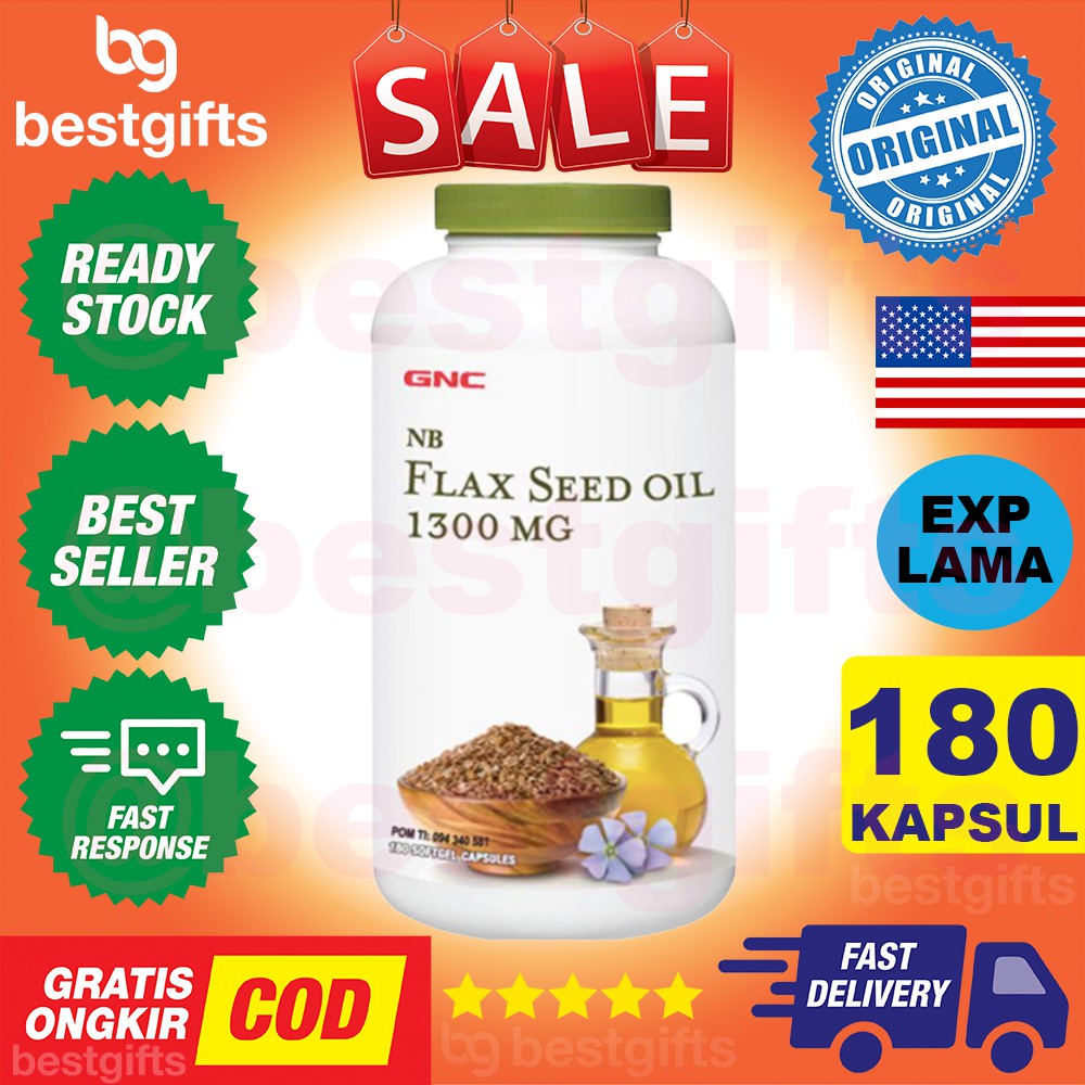 Jual GNC NB FLAXSEED FLAX SEED OIL 1300 MG MENURUNKAN KOLESTEROL CEGAH ...