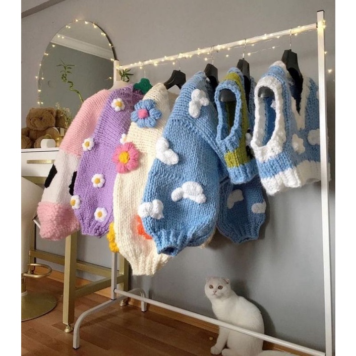 Jual (CUSTOM) Cardigan Rajut 3D Handmade | Shopee Indonesia