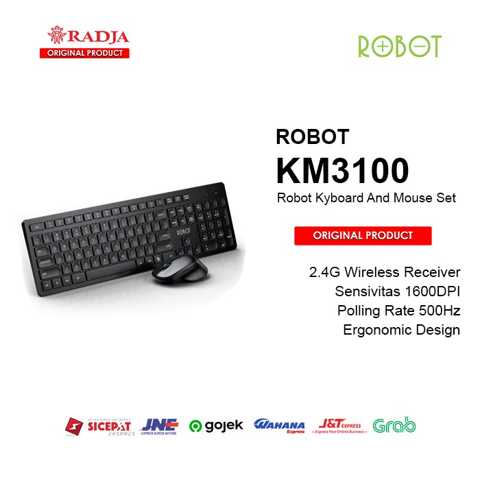 Jual Robot KM3100 Set Combo Keyboard and Mouse Portable Mini Wireless ...