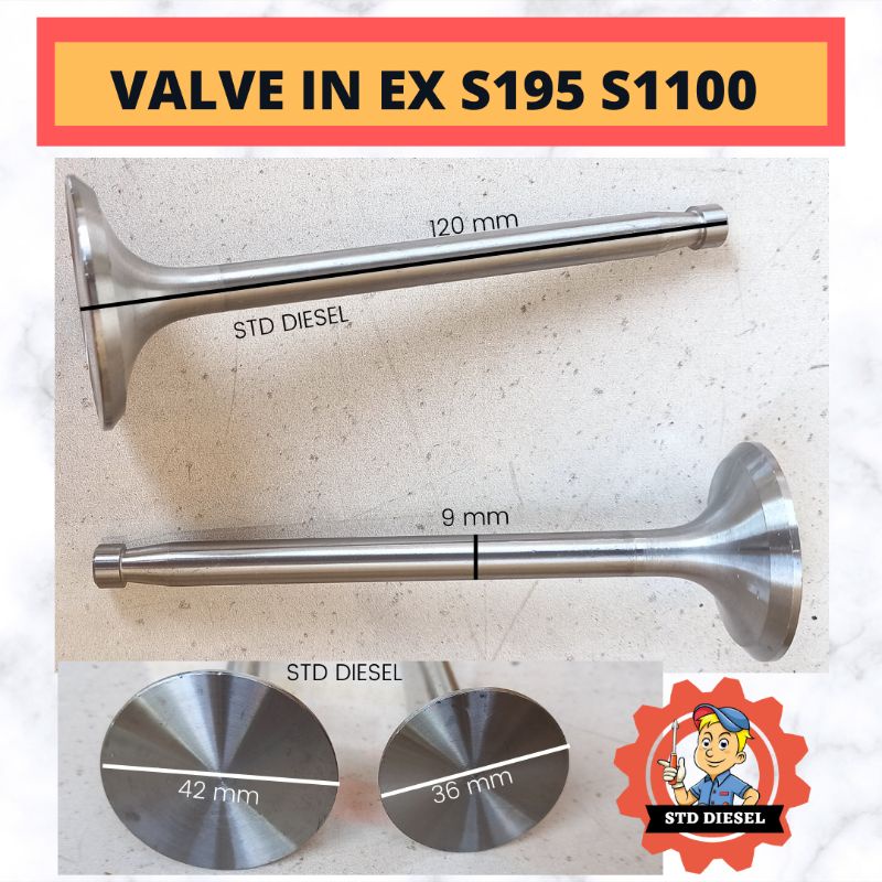 Jual KLEP ENGINE VALVE IN EX SET S195 S1100 ZS195 ZS1100 KELEP KOMPLIT 12 16 HP PK DIESEL ENGINE ...