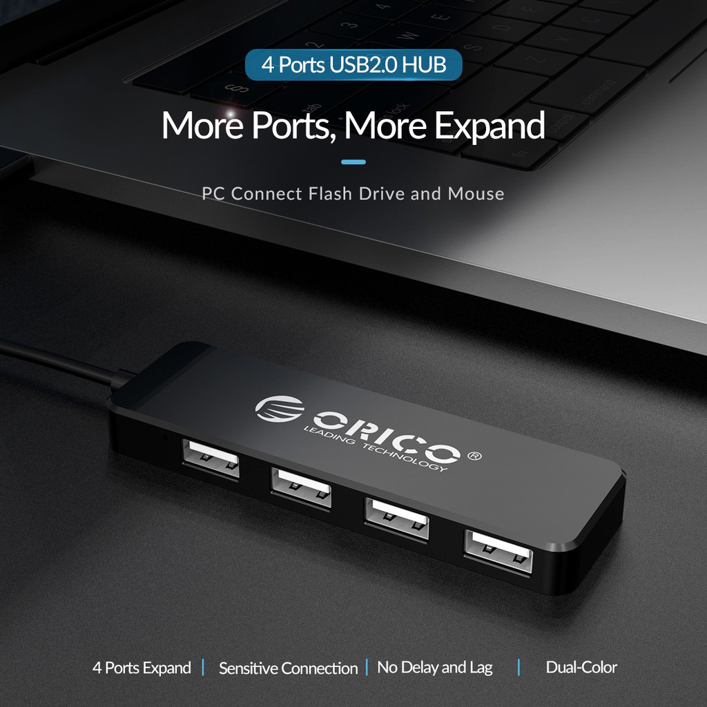 Jual Orico USB HUB - 4 Port USB 2.0 FL01-BK | Shopee Indonesia