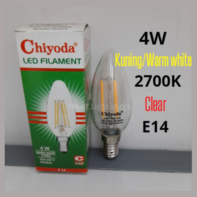 Jual lampu LED FILAMENT 4W 2700K KUNING WARM WHITE CLEAR BENING LAMPU ...
