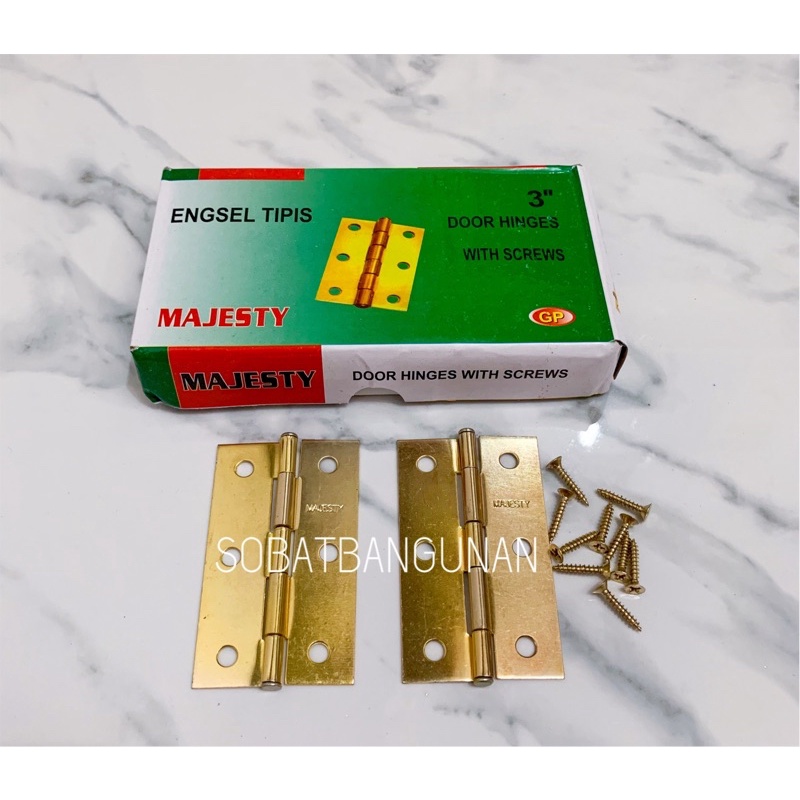 Jual ENGSEL TIPIS KUNINGAN GOLD PLATE GP 2” 2 1/2” 3” Harga 1 Set isi ...