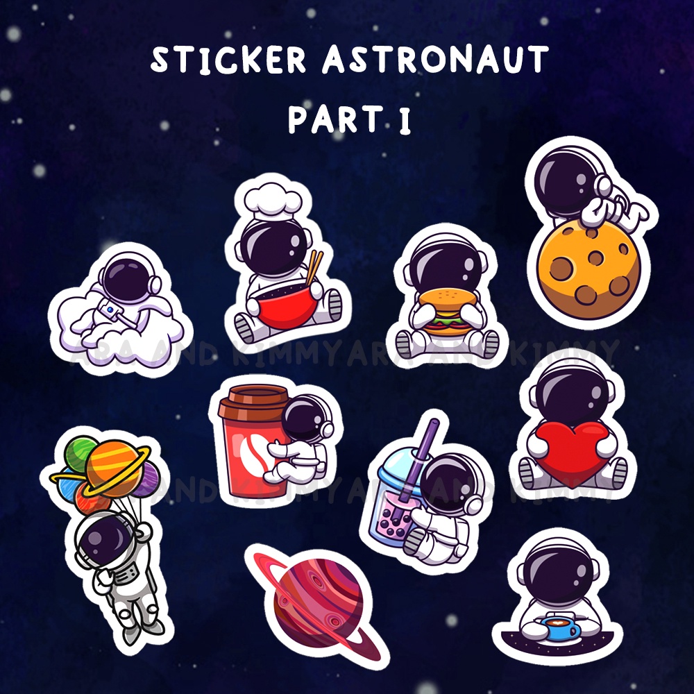 Jual [S101] [COD] Stiker Astronot Lucu 10 PCS | Sticker tumblr | Stiker ...