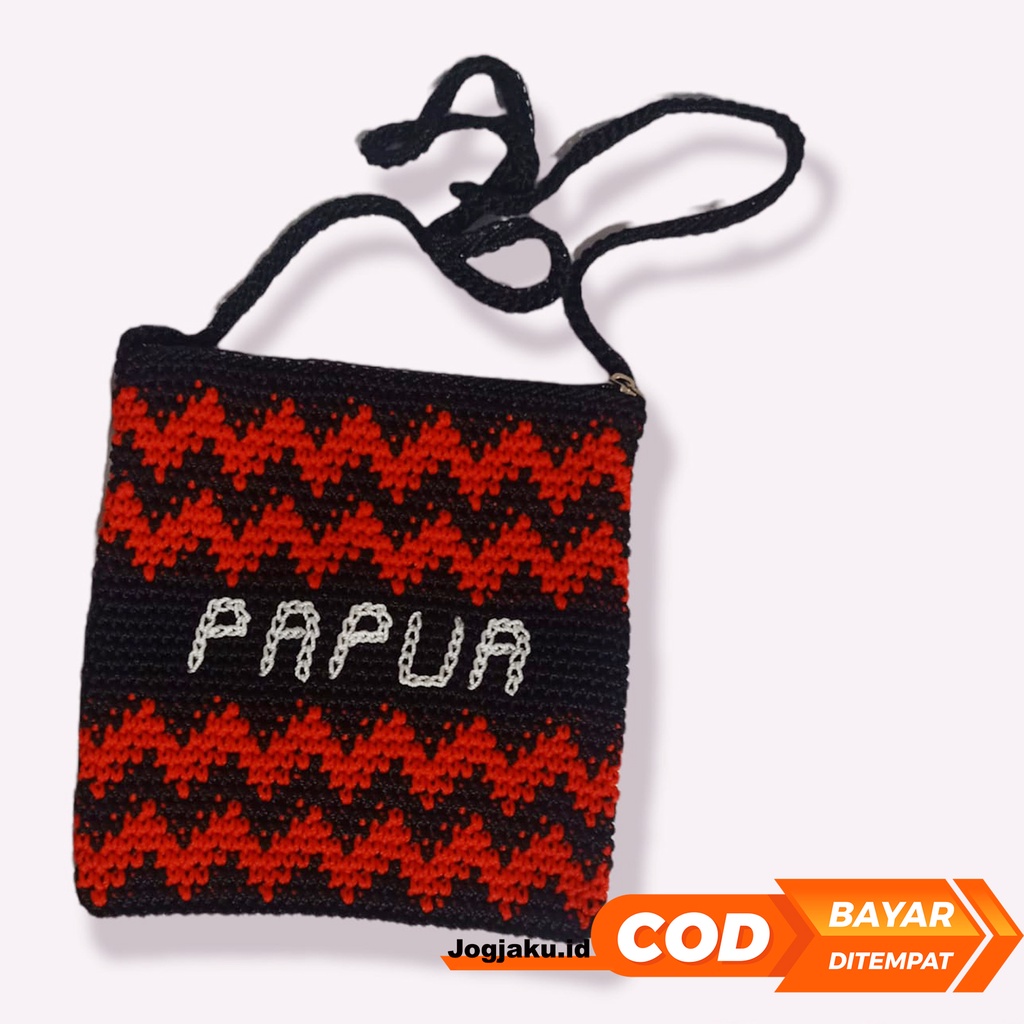 Jual TAS SLEPANG RAJUT PAPUA 19X19 Zipper PURING TAS ANYAMAN TAS ETNIK ...