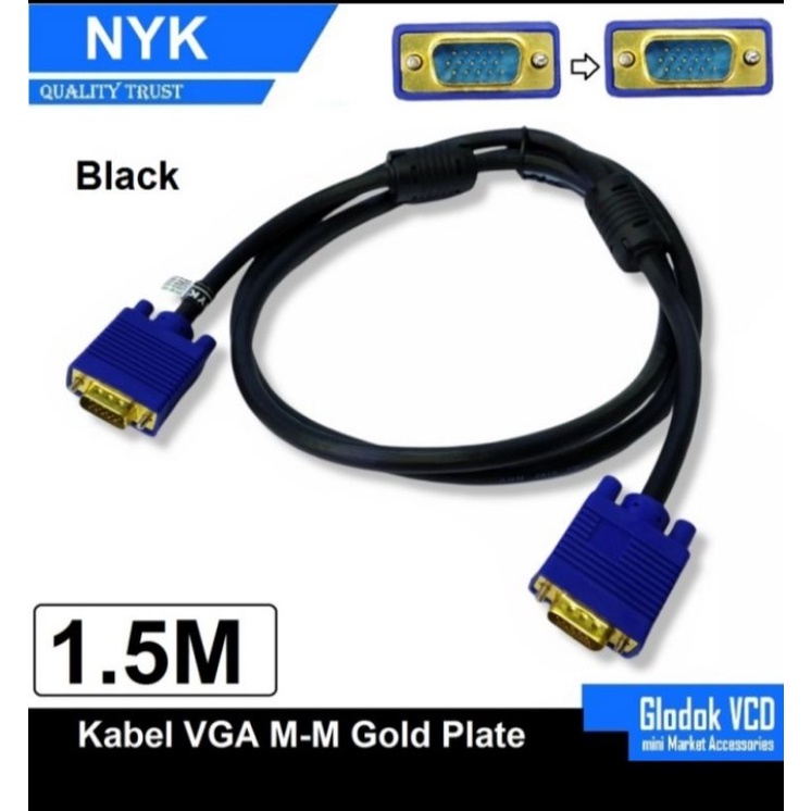 Jual Kabel VGA Male To Male Gold Plate 1.5 Meter | Shopee Indonesia