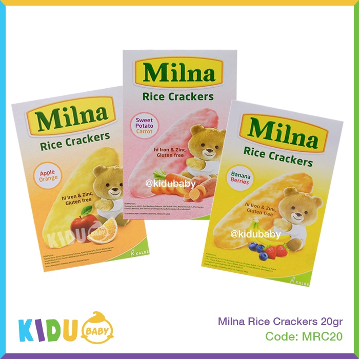 Jual Milna Rice Crackers 20gr Cemilan Makanan MPASI si Kecil Kidu Baby ...