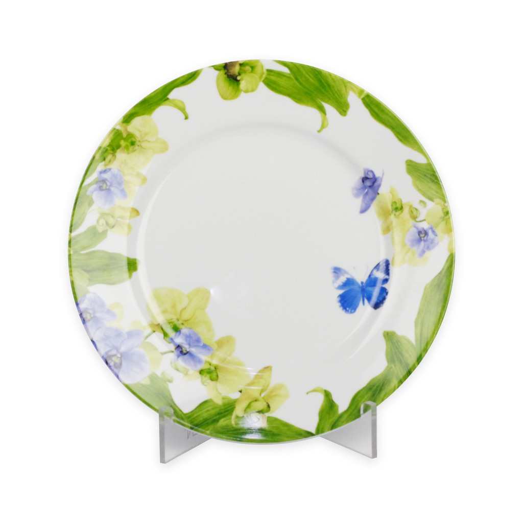 Jual ZEN Piring Makan Keramik Orchid Butterfly - Hijau diameter 27 cm ...