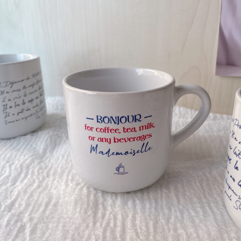 Jual French Poet - BONJOUR - Aesthetic Mug Korean Paris Retro Homecafe ...