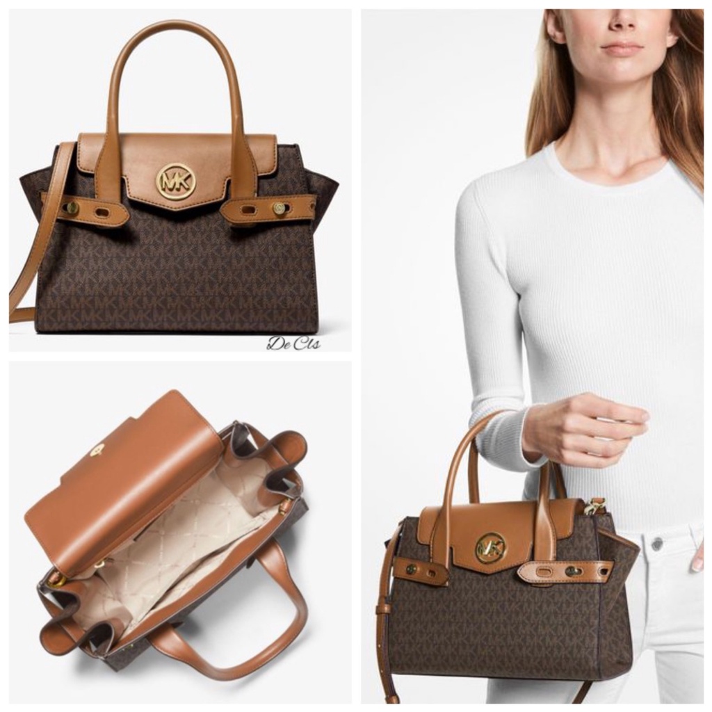 Jual Tas MK Carmen Medium Flap Satchel Sign Brown sz 28x20x12cm ...