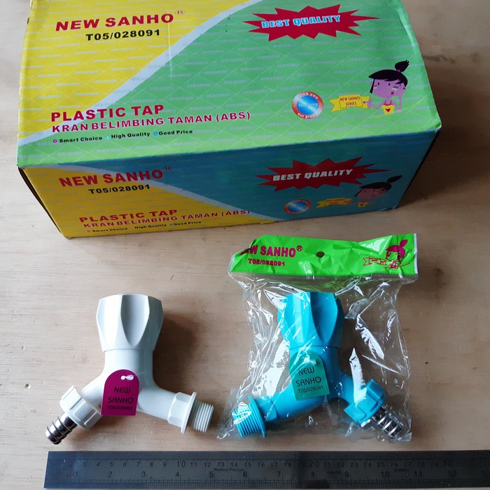 Jual KRAN PLASTIK TAMAN BELIMBING 1/2" NEW SANHO KERAN ENGKOL ABS ...