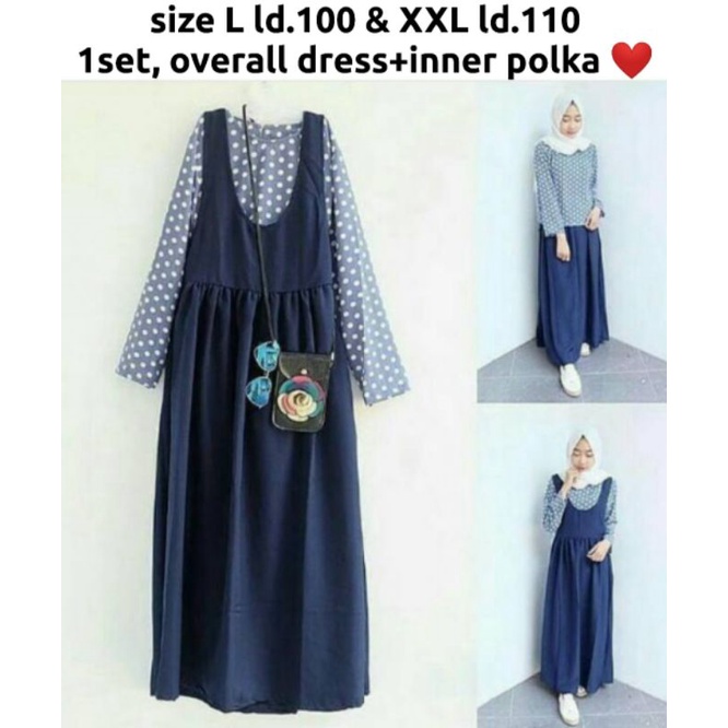 Jual REALPICT GAMIS OVERALL POLKA SET dress polkadot baju polka ...