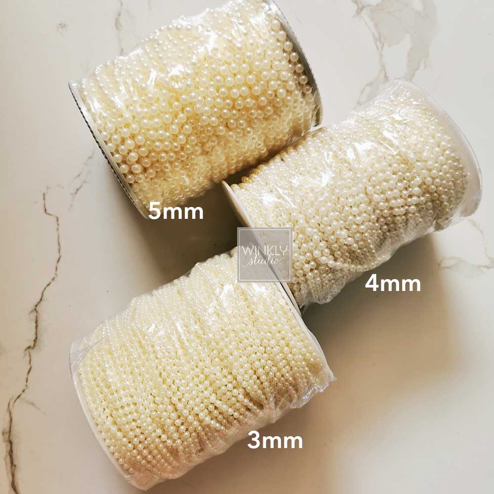 Jual Mutiara Renteng 3mm 4mm 5mm Gold Silver Broken White / Parel ...