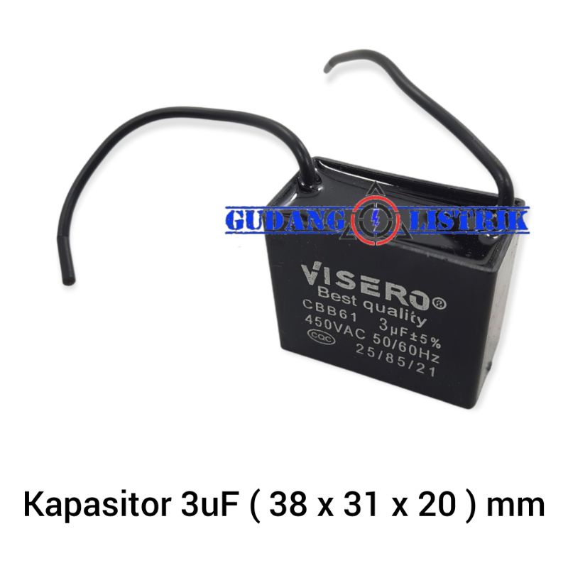 Jual Kapasitor Capacitor 3uF 450V AC VISERO Untuk Kipas Angin Pompa Air ...