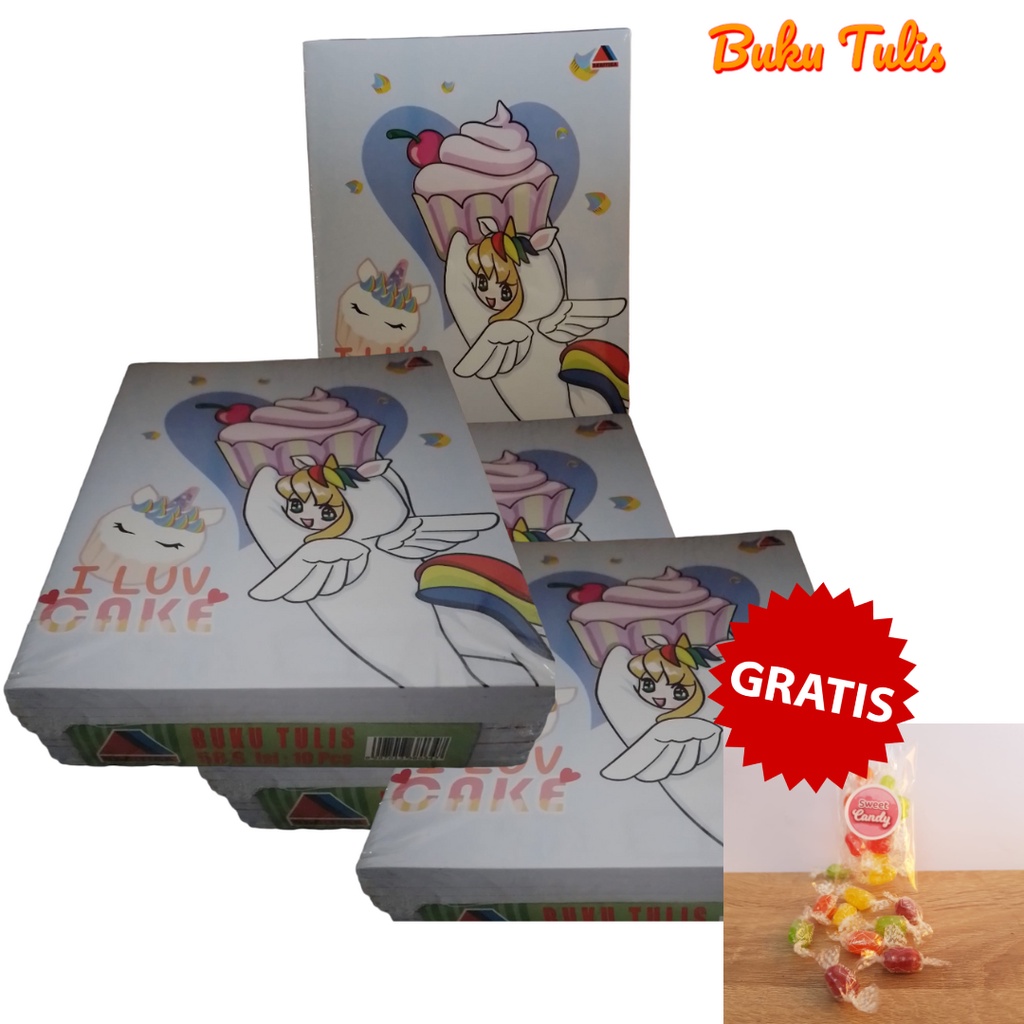 Jual Buku Tulis | buku tulis I luv cake | beli buku gratis permen | isi ...