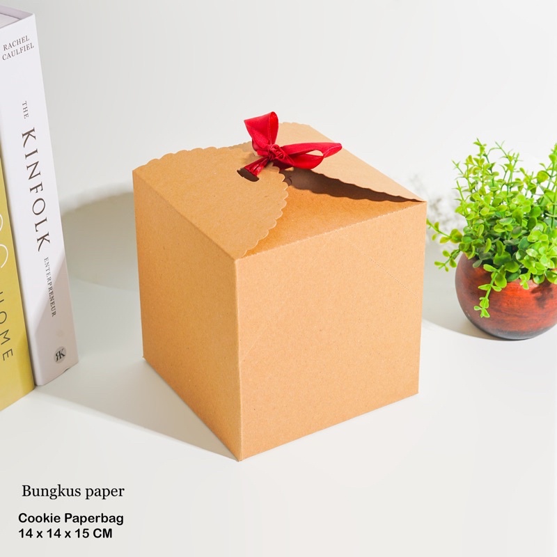 Jual Bungkus paper- Cookie box 14x14x15cm : toples kue 500gr / box kue ...