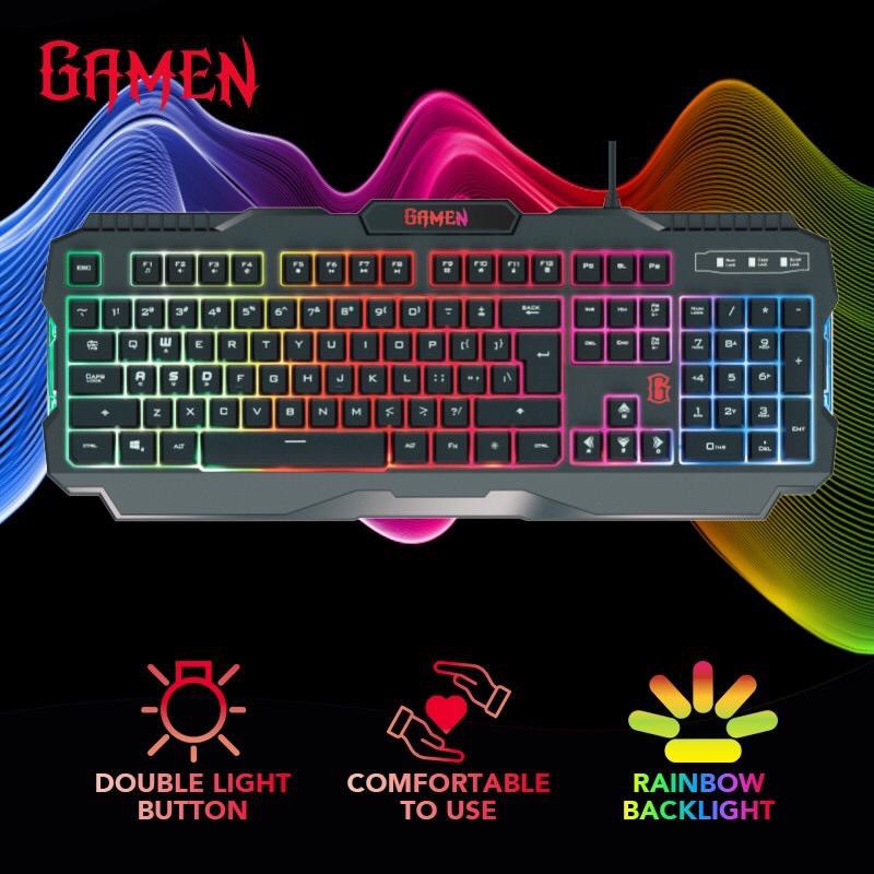 Jual Keyboard Gaming Rainbow Backlight GK100 GAMEN Black | Shopee Indonesia