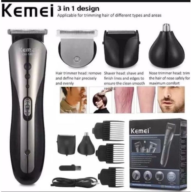 Jual KEMEI 3 IN 1 Alat Cukur Rambut Kumis Jenggot Bulu Hidung | Shopee ...
