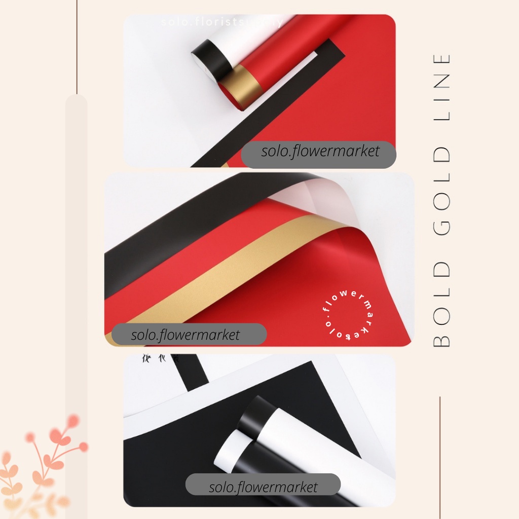 Jual BOLD GOLD LINE SOLID double frame list WRAPPING PAPER FLOWER ...