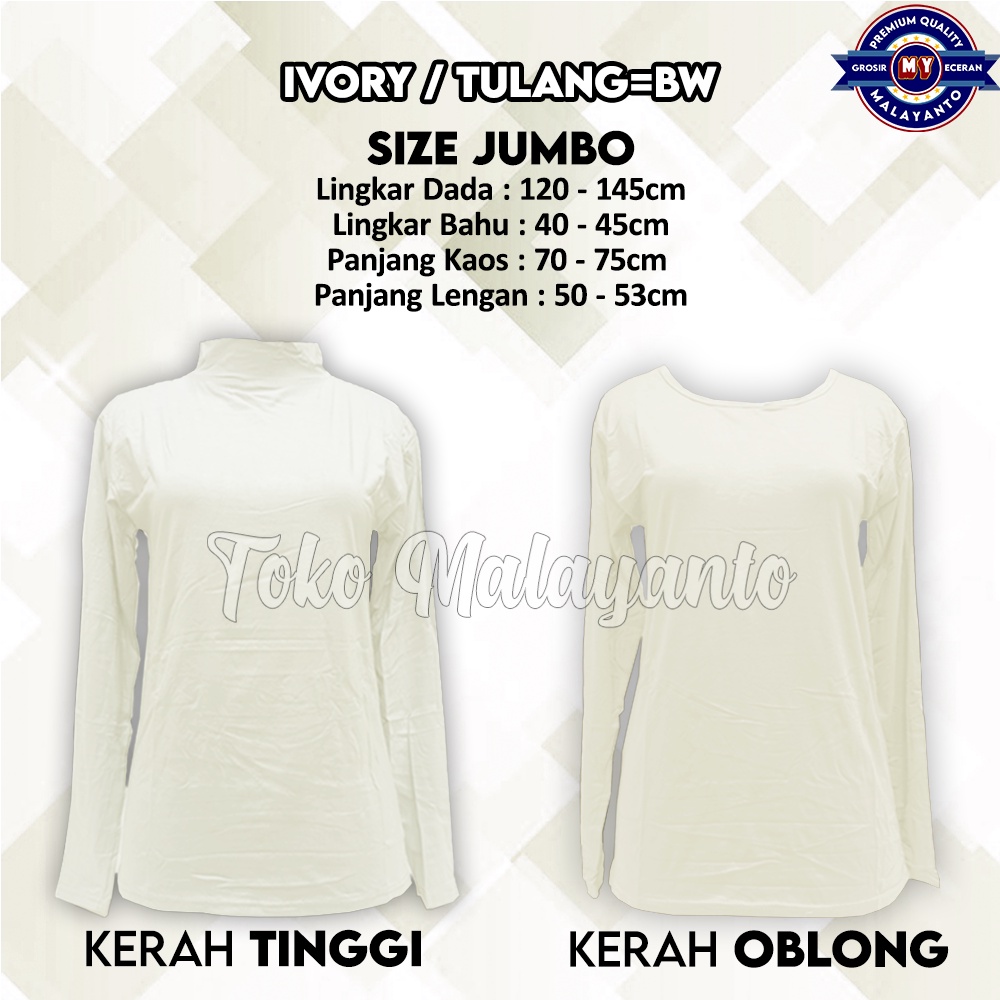 Jual Baju Manset Jumbo Inner iner Big Size Lengan Tangan Panjang Wanita ...