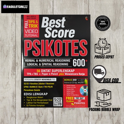 Jual BUKU PSIKOTES BEST SCORE PSIKOTES 600+ 56 DIKTAT SUPERLENGKAP ...