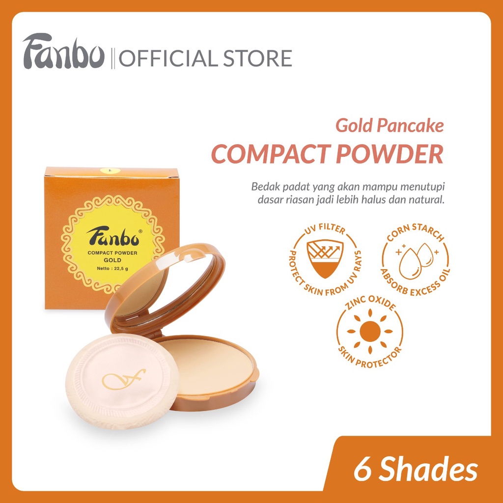 Jual Fanbo Gold Pancake Compact Powder - Bedak Padat - Zink Oxide - UV ...
