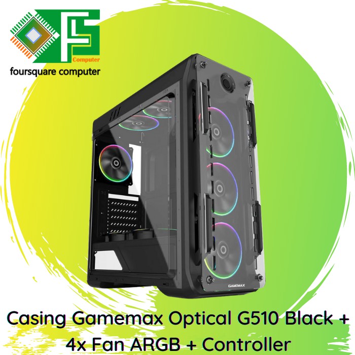 Jual PC Casing Gamemax Optical G510 Black + 4x Fan ARGB + Controller ...