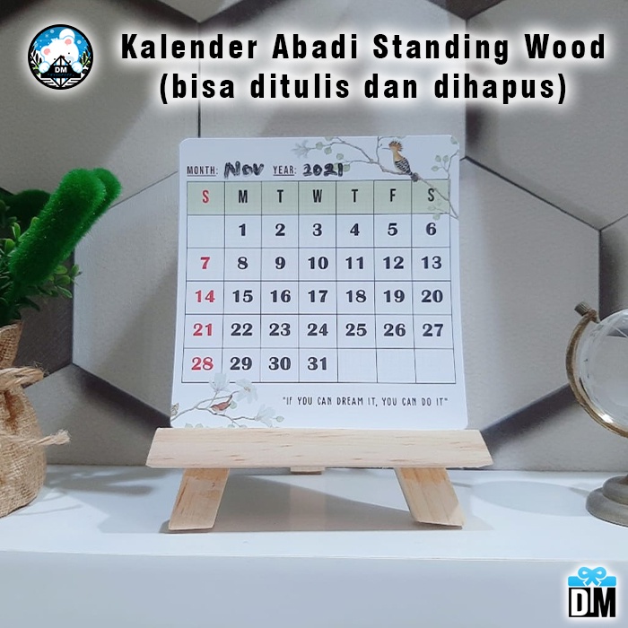 Jual Kalender Abadi Standing Wood Tulis Hapus Kalender 2021 2022 2023 ...
