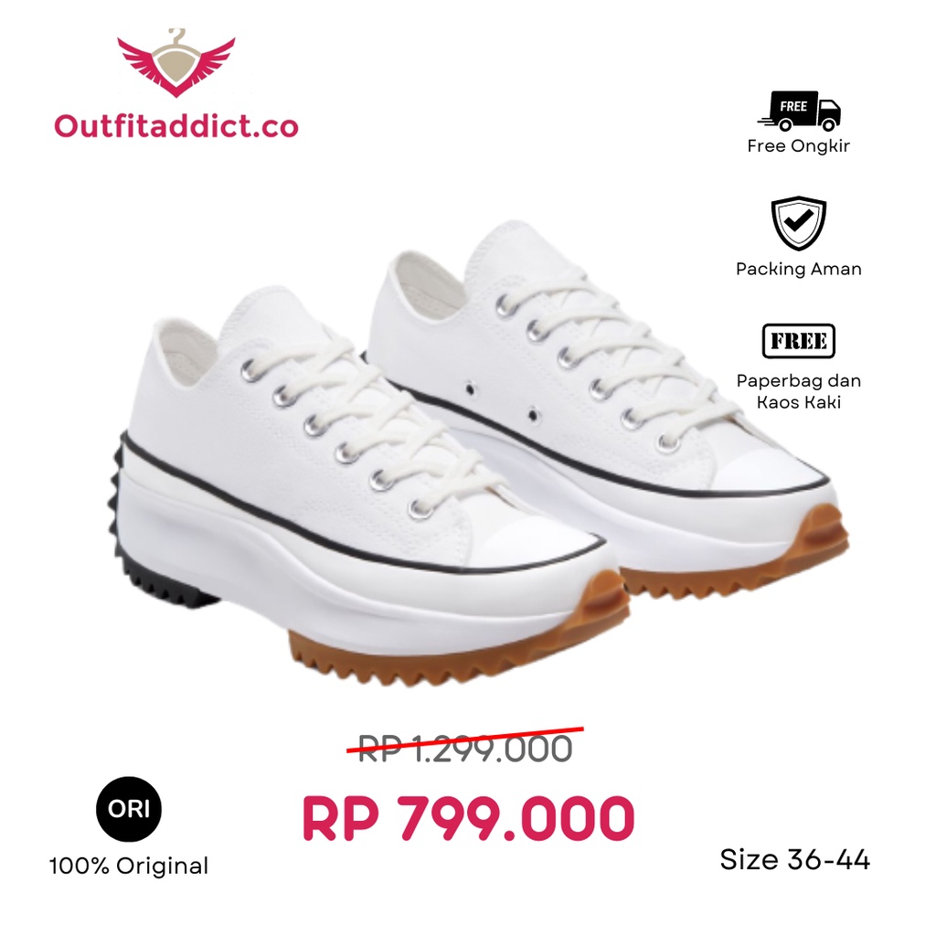 Jual Sepatu Converse Run Star RunStar Low Hike Lugged Full White 100% ...