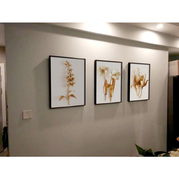 Jual Lukisan Bunga efek 3D Frame Emas Kanvas - Flower Painting 3D Gold ...