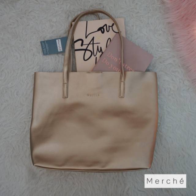 Jual Tas Merche Ashley Tote bag Rosegold | Shopee Indonesia