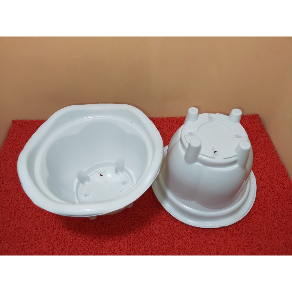 Jual POT BUNGA 20 (SET 6 PCS) PUTIH / POT KAKI / POT PLASTIK / POT HIAS ...