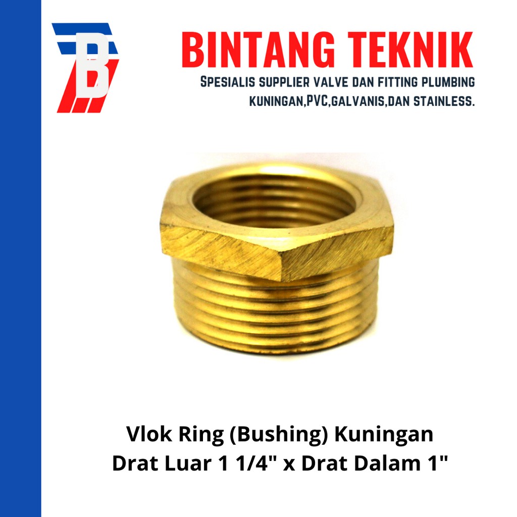 Jual Vlok Ring Kuningan (Bushing) Drat Luar 1 1/4" x Drat Dalam 1 ...