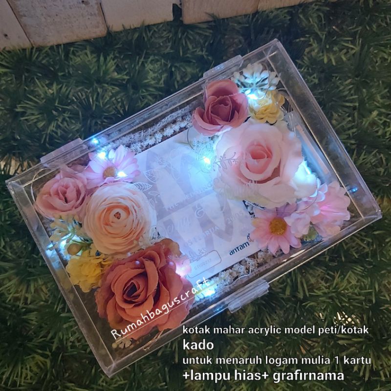 Jual kotak mahar acrylic/kotak kado/kotak logam mulia model peti ...