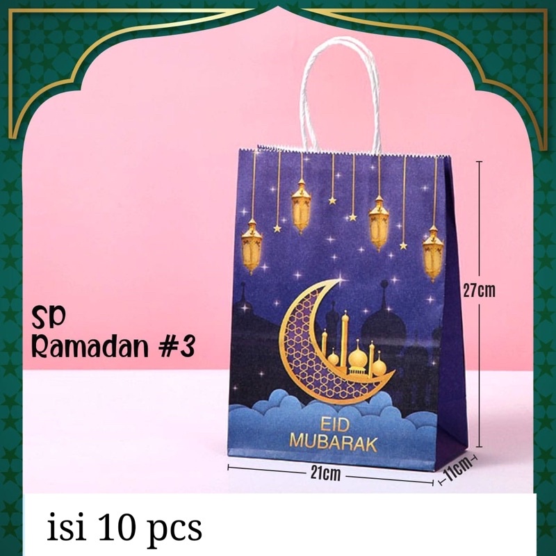 Jual Paper bag hampers tas kado Idul fitri biru isi 10 pcs | Shopee ...