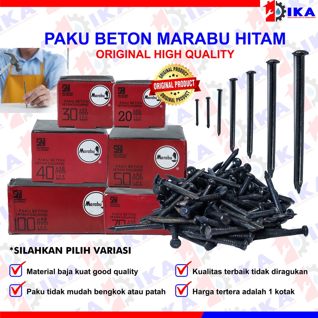Jual Paku BETON GALVANIS Hitam / Paku BETON Marabu 20 25 30 40 50 70 100 120 marabu hitam baja ...