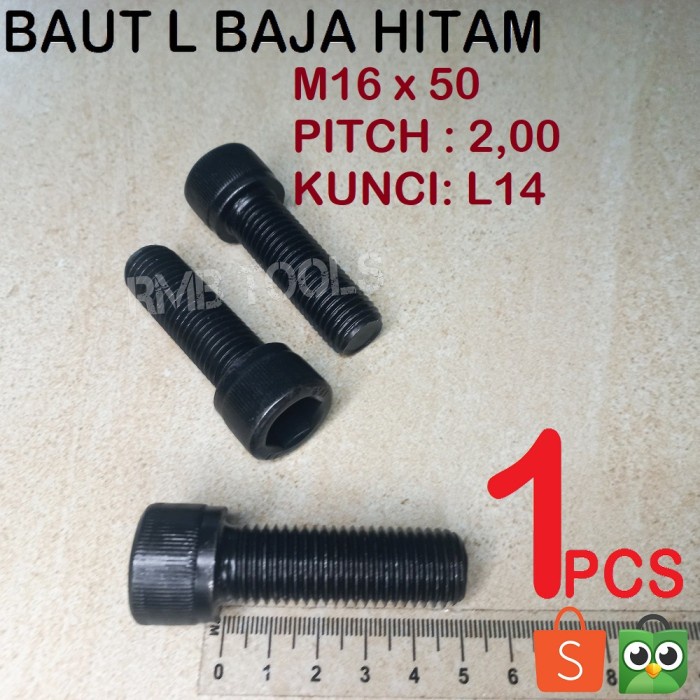 Jual M16x50 BAUT L M16 BAJA HITAM GRADE 12.9 SOCKET CAP SCREW | Shopee Indonesia