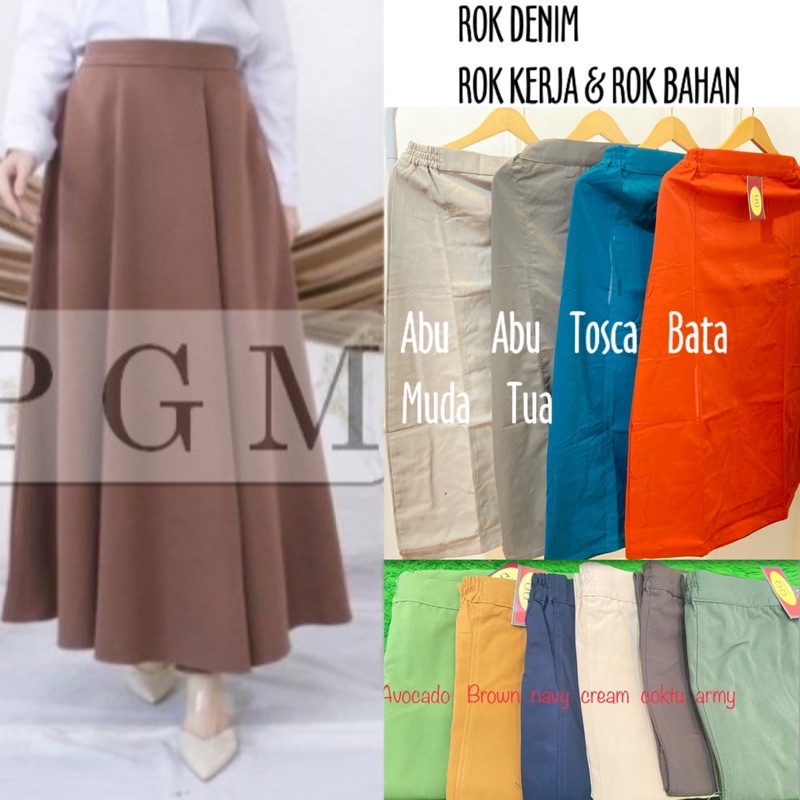 Jual rok kerja /rok bahan /rok denim | Shopee Indonesia