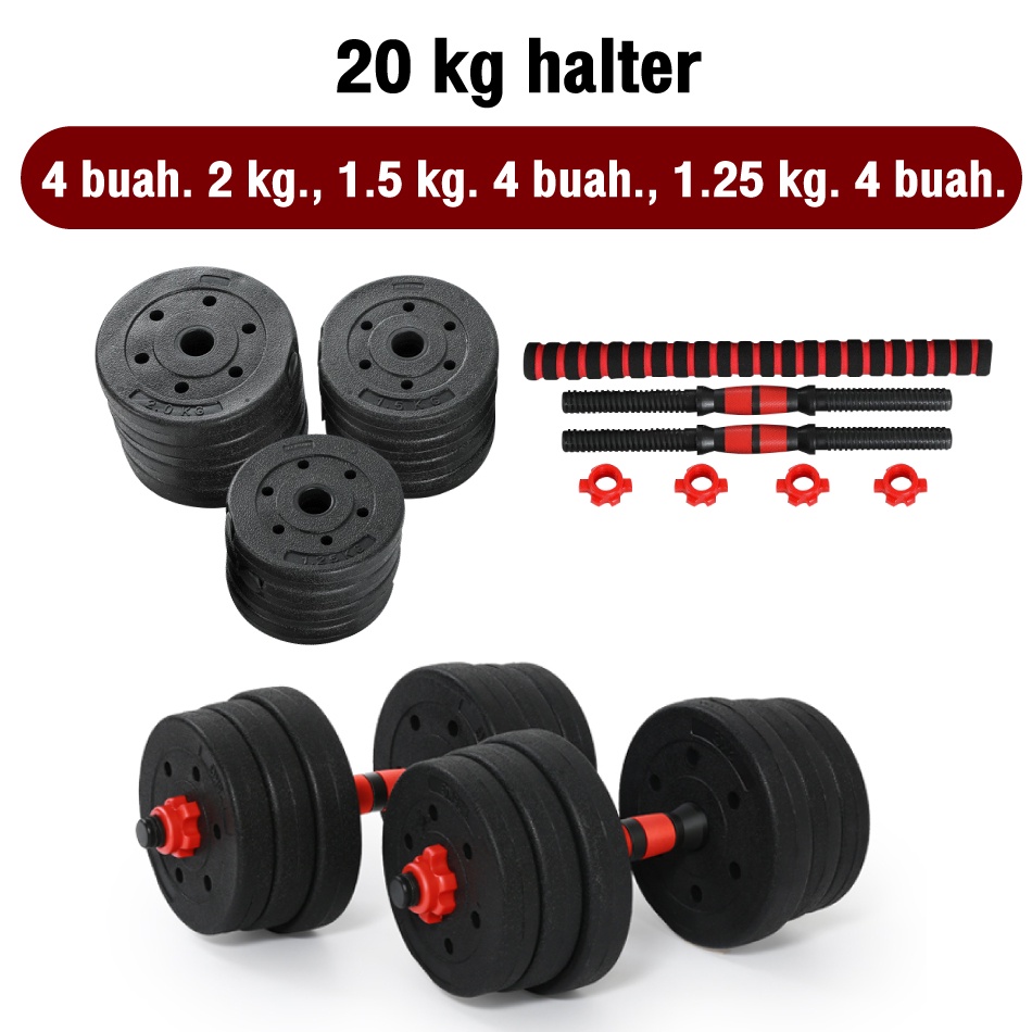 Jual BG SPORT Set Dumbell Barbel PVC Kettlebel 10KG 20KG 30KG 40KG Alat Gym Fitness Anti Slip ...