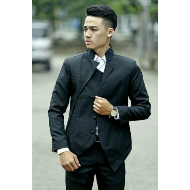 Jual Jas Zip Zups Black - Jas Hitam Elegan Model Jepang | Shopee Indonesia