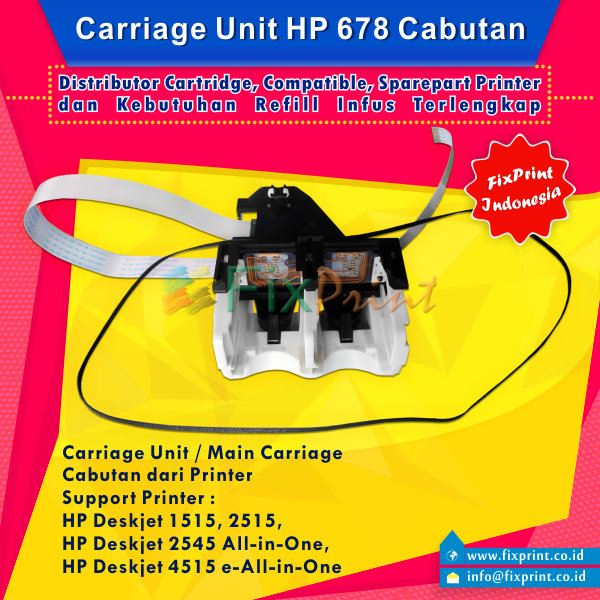 Jual Carriage Unit HP 678 Black Color- Main Carriage HP Deskjet 1515 ...